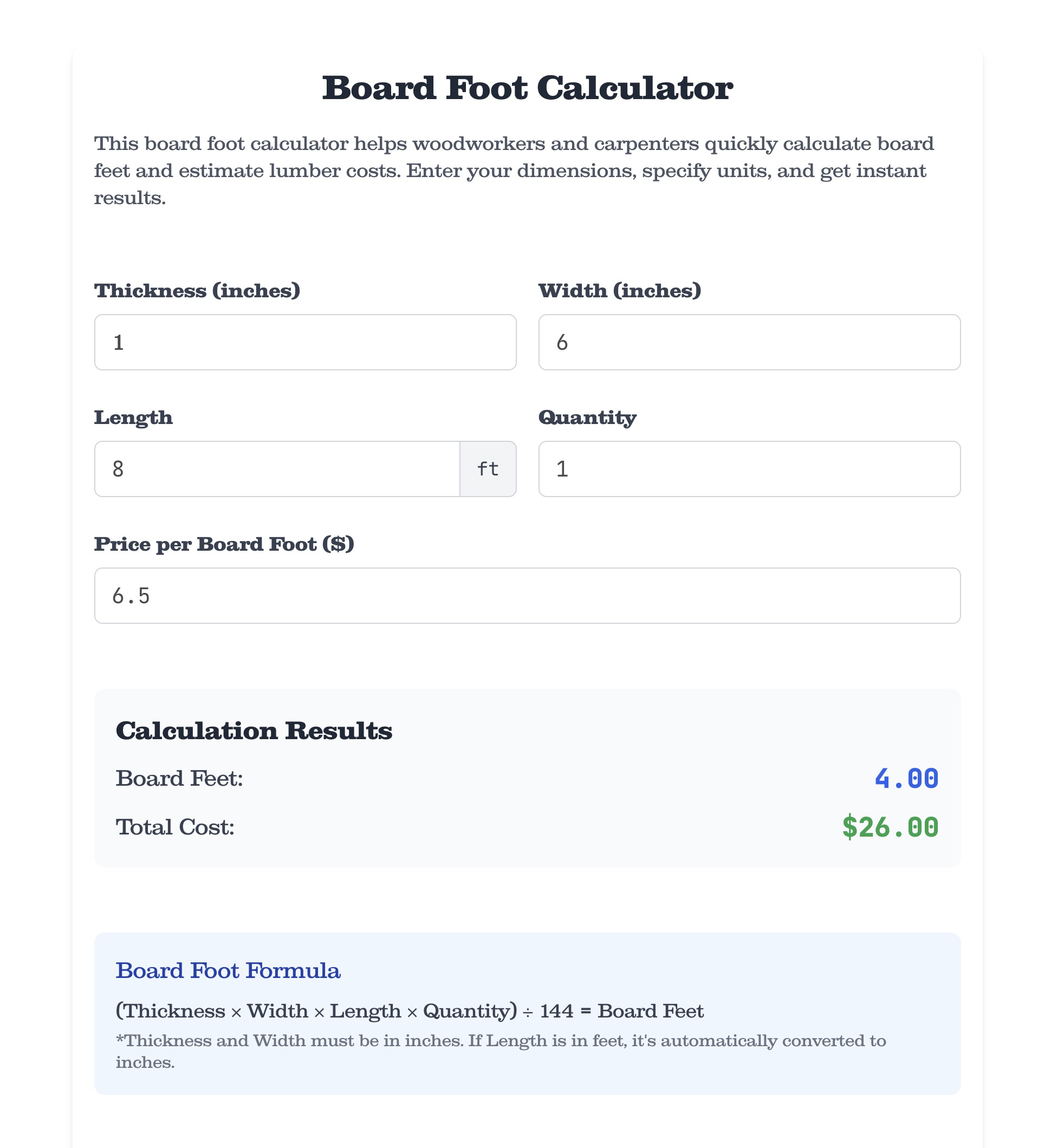 How Do I Calculate Board Feet In Excel